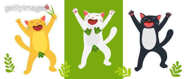Spay Day illustration. Funny Cats . Cartoon vector drawing. 이미지 ...
