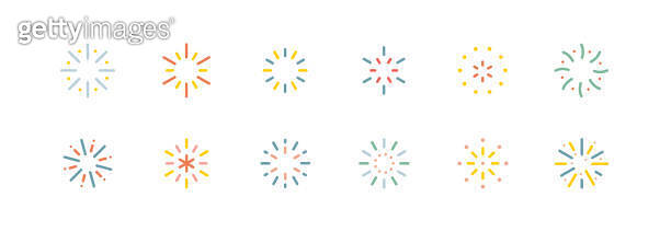 A set of simple line fireworks icons. (1318599114) - 게티이미지뱅크