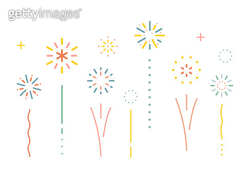 A set of simple line fireworks icons. (1318771027) - 게티이미지뱅크