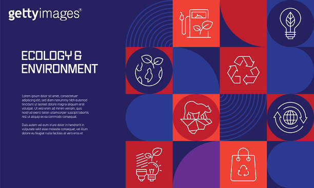 Ecology and Environment Related Design with Line Icons. Simple Outline ...