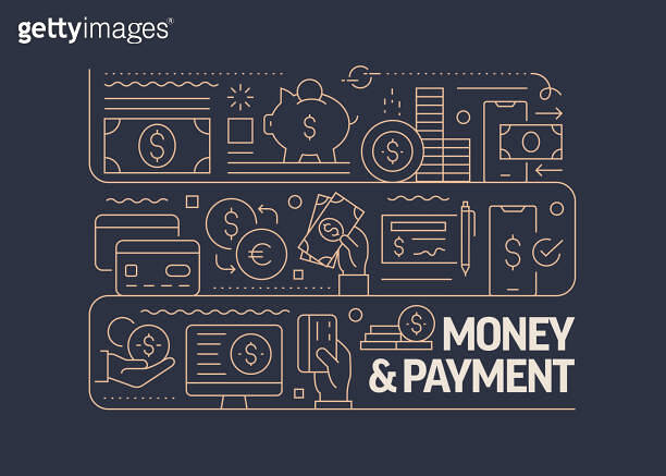 Money and Payment Related Vector Banner Design Concept, Modern Line ...
