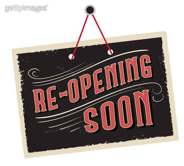 Retro Re-opening Soon sign design for businesses old fashioned worn ...