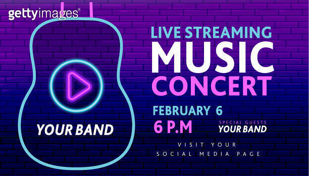 Live Streaming Music neon sign concert social media banner design with ...