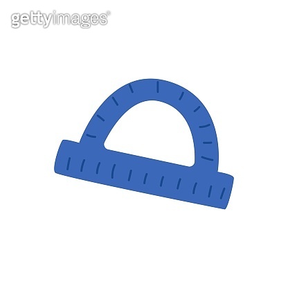 Protractor, engineering tool for measuring angles in degrees. Curved ...