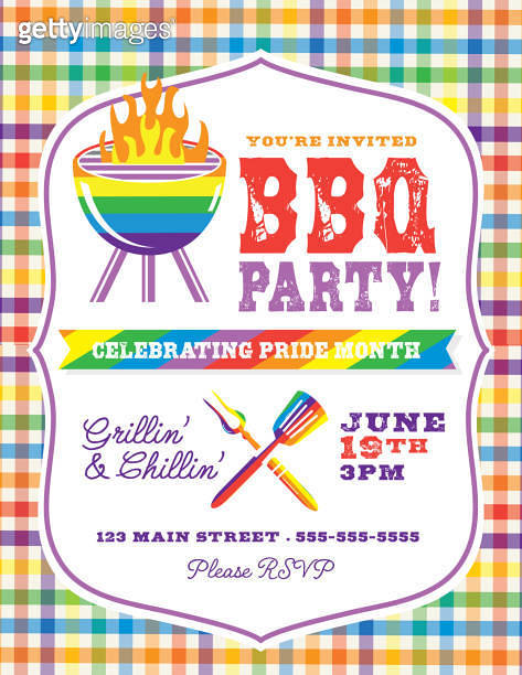 LGBTQ2 Pride BBQ party invitation design template with lot's of colors ...