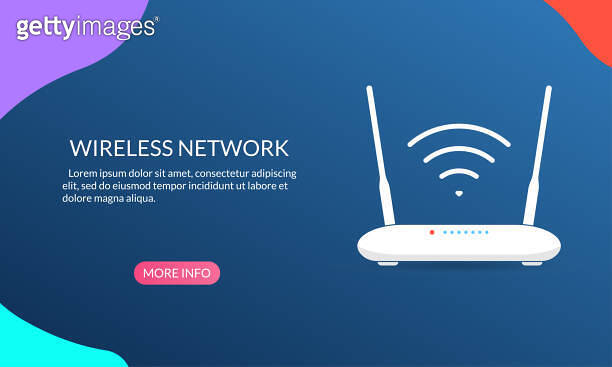 Wifi router banner. Wireless network, free wifi zone concept. Modern ...