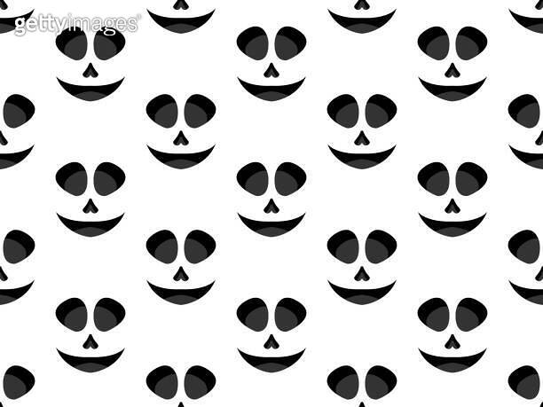 Halloween scary face seamless pattern. Ghost face with evil scary eyes ...