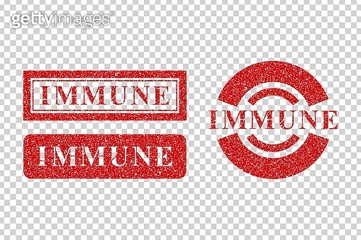 Vector realistic isolated red rubber stamp of Immune on the transparent ...