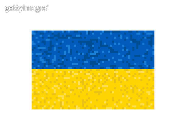 Ukrainian flag pixel art. 8-bit Ukraine flag sign. Design for a festive ...