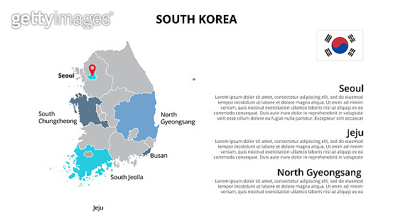 South Korea vector map infographic template divided by states, regions ...