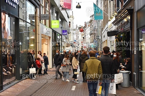 People Wearing COVID-19 Face Mask, The Hague Shopping District In The ...