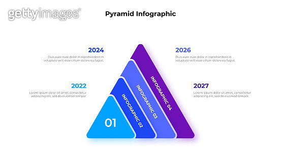 The triangle is divided into 4 parts. Pyramid infographic. The concept ...