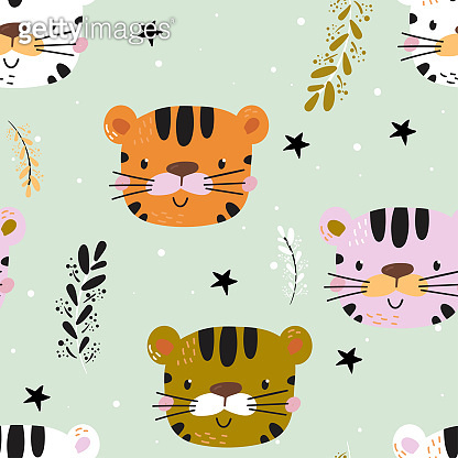 Cute hand drawn tiger. Hand drawn vector illustration - cute cartoon ...