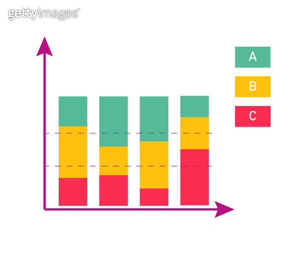 Vertical stacked bar chart for presentation 이미지 (1298286554) - 게티이미지뱅크