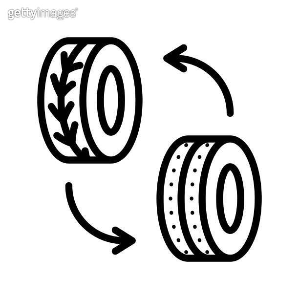 Automobile wheel changing glyph flat line icons. Seasonal Tyre Fitting ...