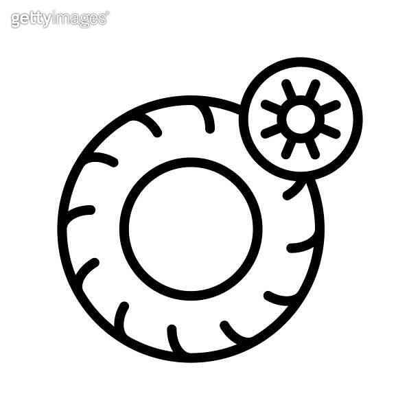 Summer Tire, Tyre and wheel flat line icons. Tires with summer symbols ...