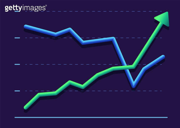 Business graph with two line moving up and down. Modern design ...