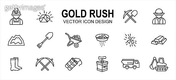 Simple Set of gold rush mining Related Vector icon user interface ...