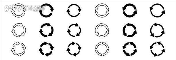 Recycling icon set. Circle recycle symbol vector icon set. Reusable ...