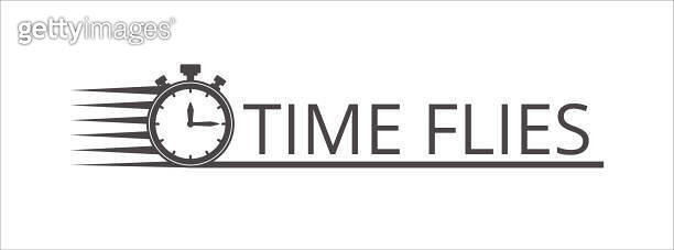 Clock time flies vector illustration. Text replace able tittle with ...