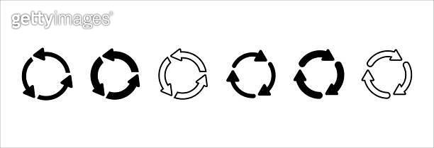 Recycling icon set. Circle recycle symbol vector icon set. Reusable ...