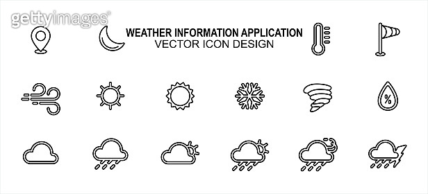 Simple Set of weather prediction information Vector icon user interface ...