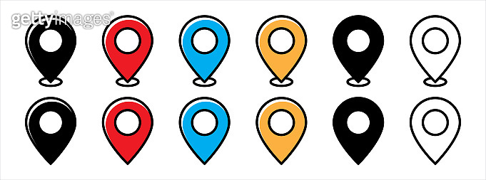 Pin map location icon set. Map pin point marker vector icons set. Map ...