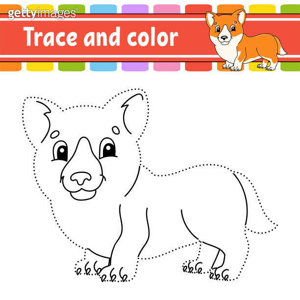 Trace and color. Coloring page for kids. Handwriting practice ...