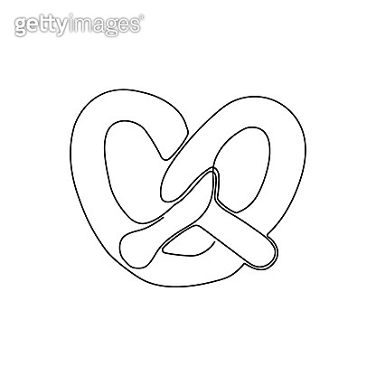 Pretzel one line art. Continuous line drawing of butter roll, German ...