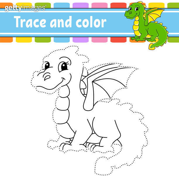 Trace and color. Coloring page for kids. Handwriting practice ...