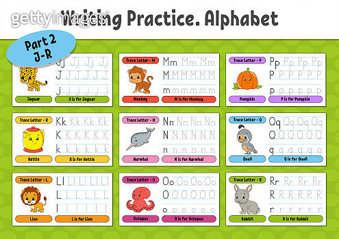 Writing letters. Set tracing page. Practice sheet. Worksheet for kids ...