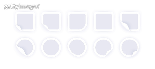 Stickers of different shapes isolated. Paper round and square adhesive ...