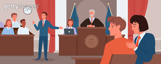 Court judgment, law justice concept vector illustration. Cartoon ...