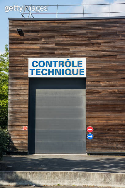 French "Technical control" sign, on the front of a safety inspection ...