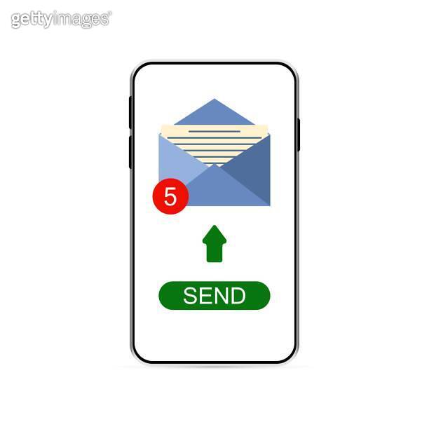 Smartphone icon. Send message, process concept, email symbol on touch ...