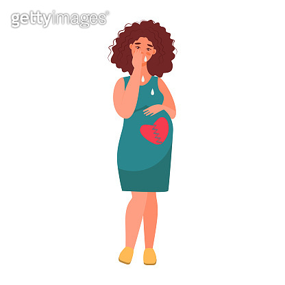 pregnancy loss, abortion, Miscarriage concept. Woman is crying in ...