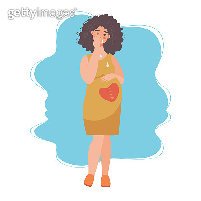pregnancy loss, abortion, Miscarriage concept. Woman is crying in ...
