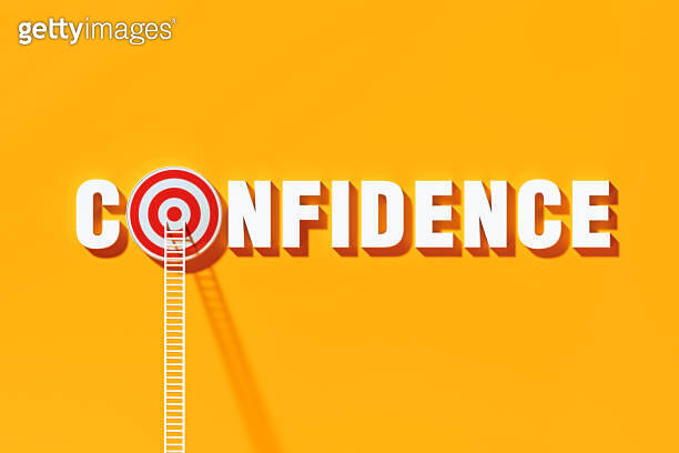 Confidence Concept - White Ladders Leaning On To Confidence Written ...