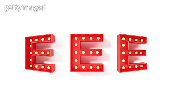Capital Letter E - Light Bulbs Forming Red Capital Letter E On White ...