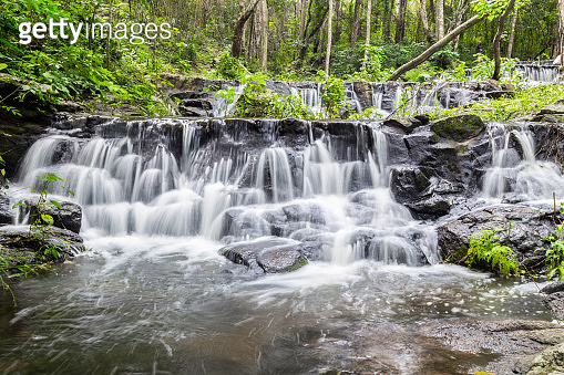 Waterfall in Namtok Samlan National Park. Beautiful nature 이미지 ...