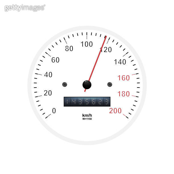 Realistic speedometer. Sport car odometer with motor miles measuring ...