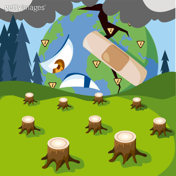 environment forest trees felling and deforestation, pollution and ...