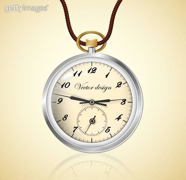 High detail and reflective pocket watch. Clock on a rope. For design ...