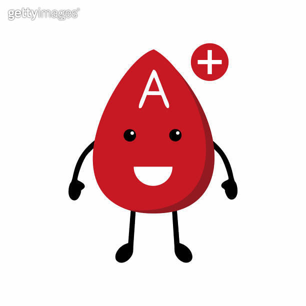Funny blood type in cartoon style. Blood type and Rh factor. Vector ...