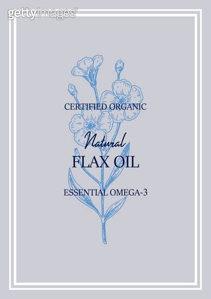 Hand drawn flax vertical design. Vector illustration in sketch style ...