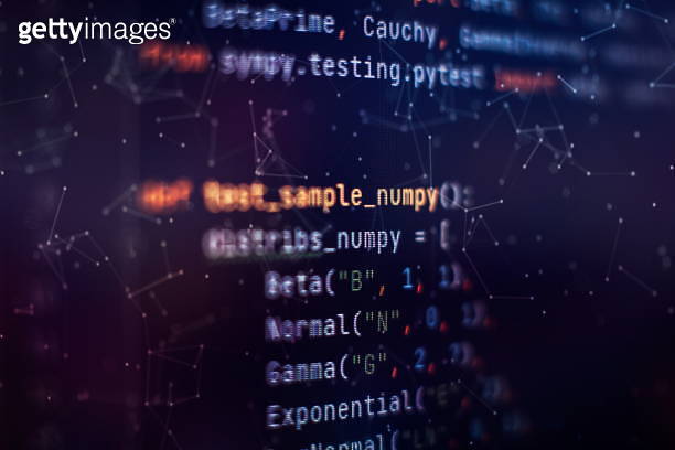 Abstract computer script code. Programming code screen of software ...