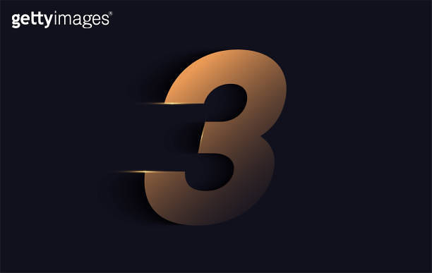 Number three / third / 3 vector font alphabet 이미지 (1309625916) - 게티이미지뱅크