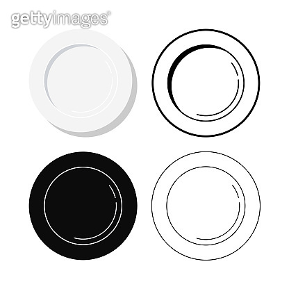 Empty plate icon set vector illustration isolated on white background ...
