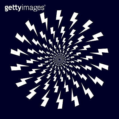 halftone element in flash shape in circle. power firework as icon or ...