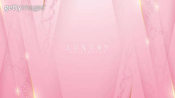 Elegant pink shade background with line golden elements. Realistic ...